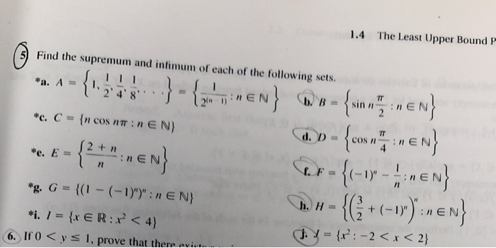 Solved The Least Upper Bound P 1.4 5 Find the supremum and | Chegg.com