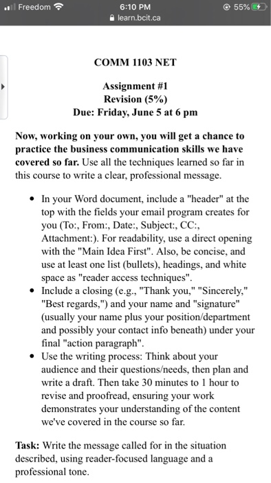 COMM 1103 NET Assignment 1 Revision (59) Due: Friday, | Chegg.com