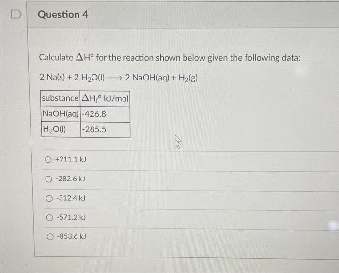 Solved Calculate ΔH∘ for the reaction shown below given the | Chegg.com