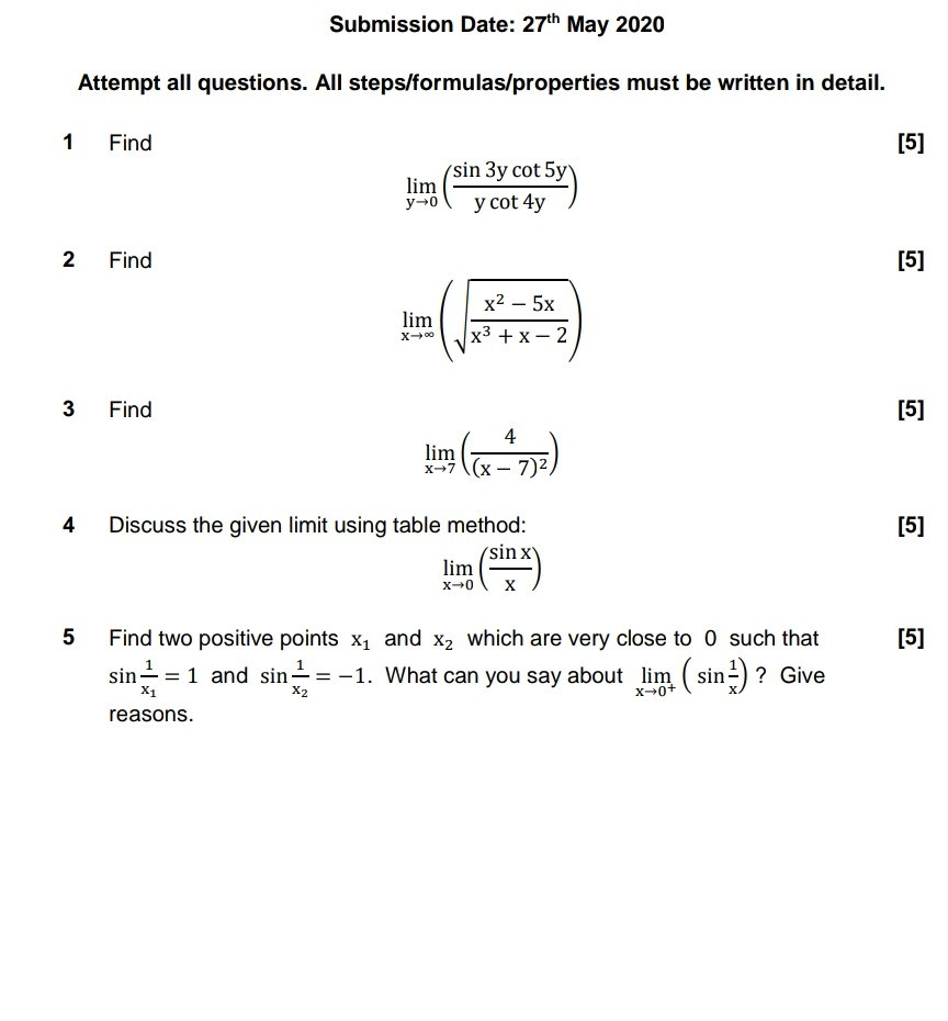 Solved Submission Date: 27th May 2020 Attempt all questions. | Chegg.com