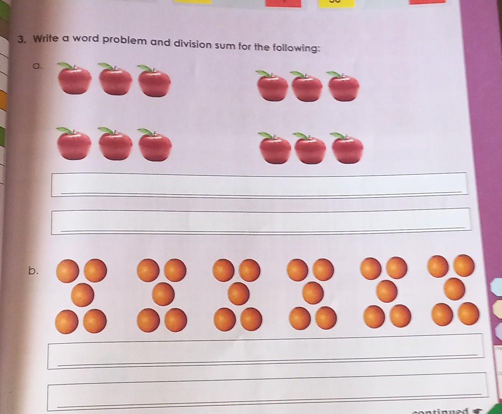Solved 3. Write a word problem and division sum for the | Chegg.com