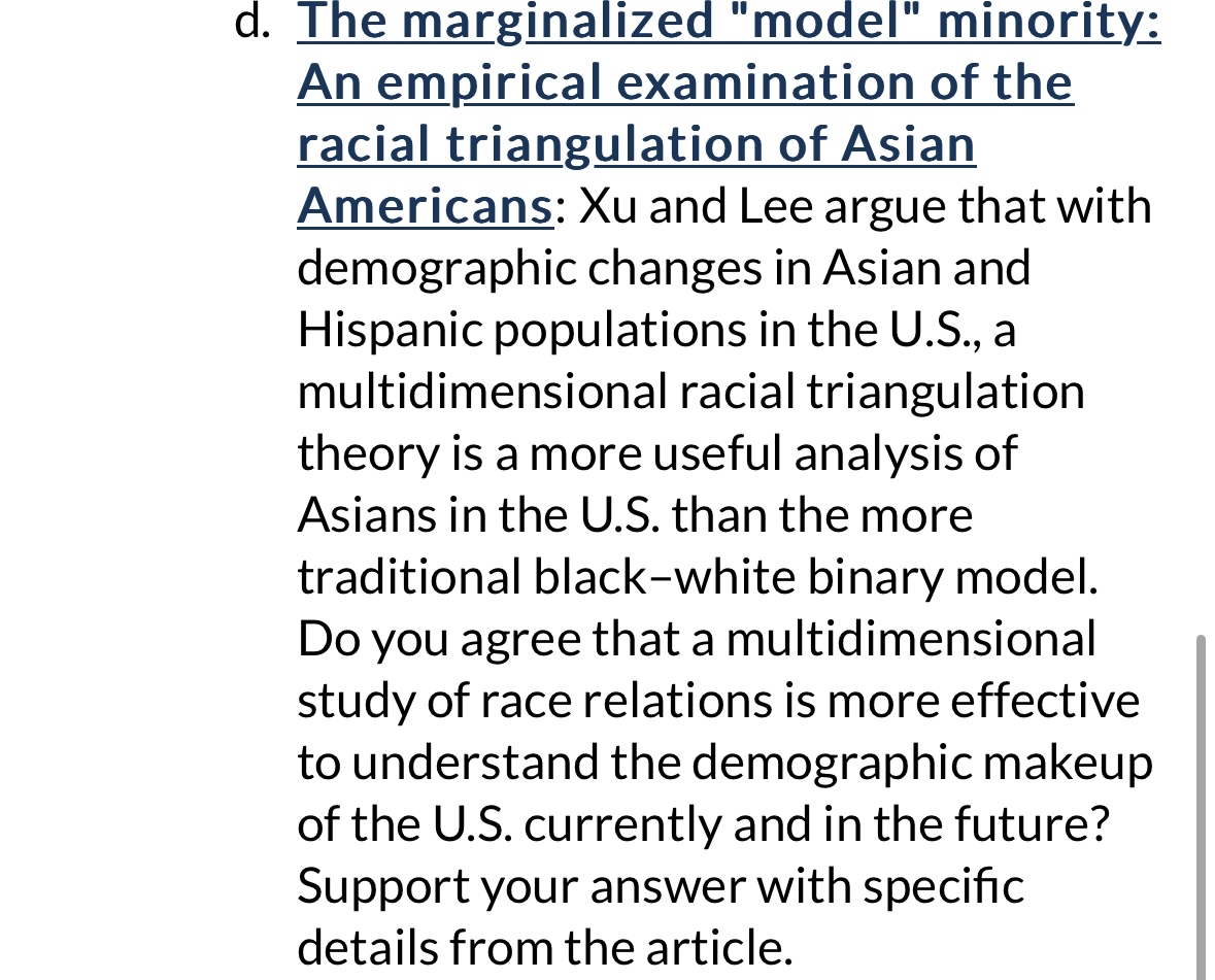 d. ﻿The marginalized "model" minority:An empirical | Chegg.com