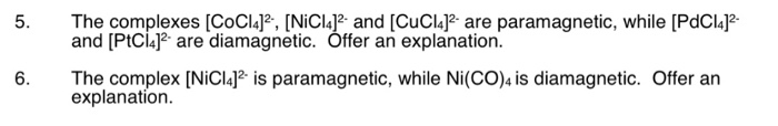 Solved The complexes (CoCl4]?, [NiC14]2- and (CuClu]2- are | Chegg.com