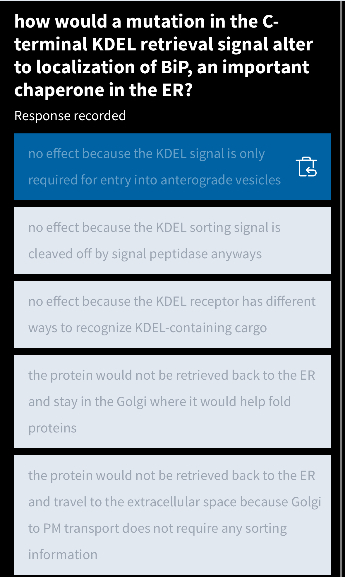 Solved how would a mutation in the Cterminal KDEL retrieval | Chegg.com