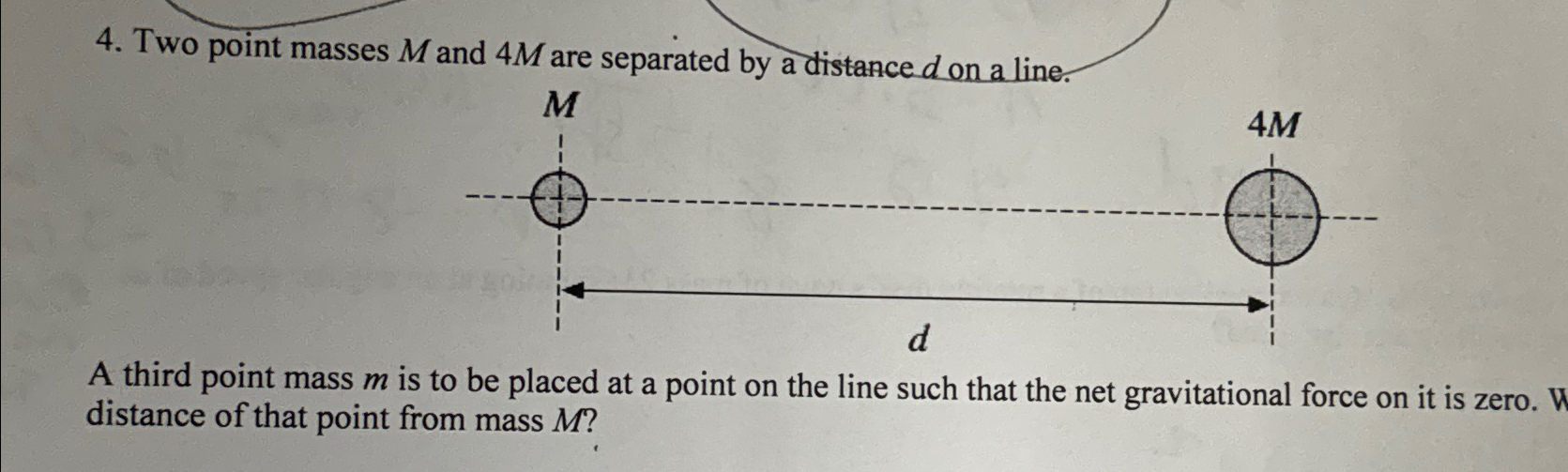 Solved Two point masses M ﻿and 4M ﻿are separated by a | Chegg.com