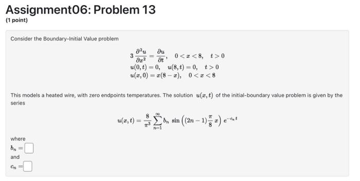 Solved Assignment06: Problem 13 (1 point) Consider the | Chegg.com