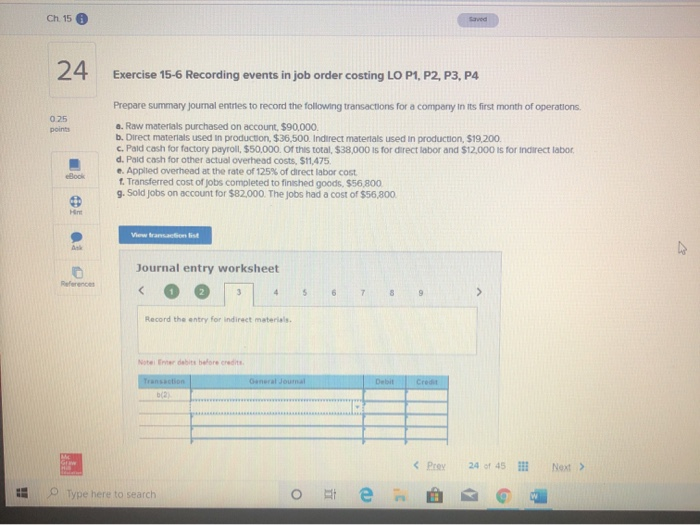 Solved Ch 15 24 Exercise 15-6 Recording events in job order | Chegg.com