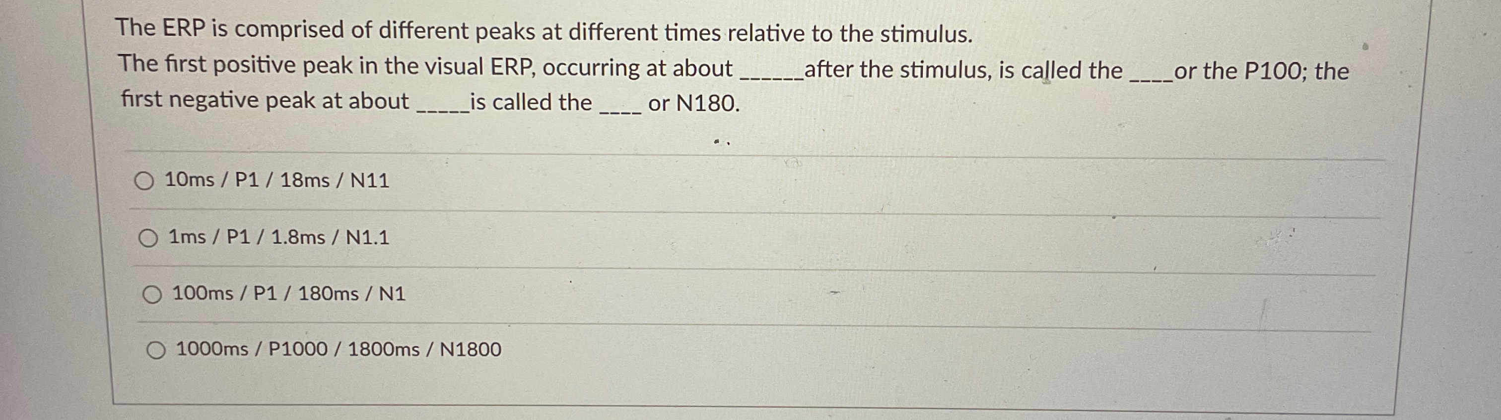 Solved The ERP is comprised of different peaks at different | Chegg.com