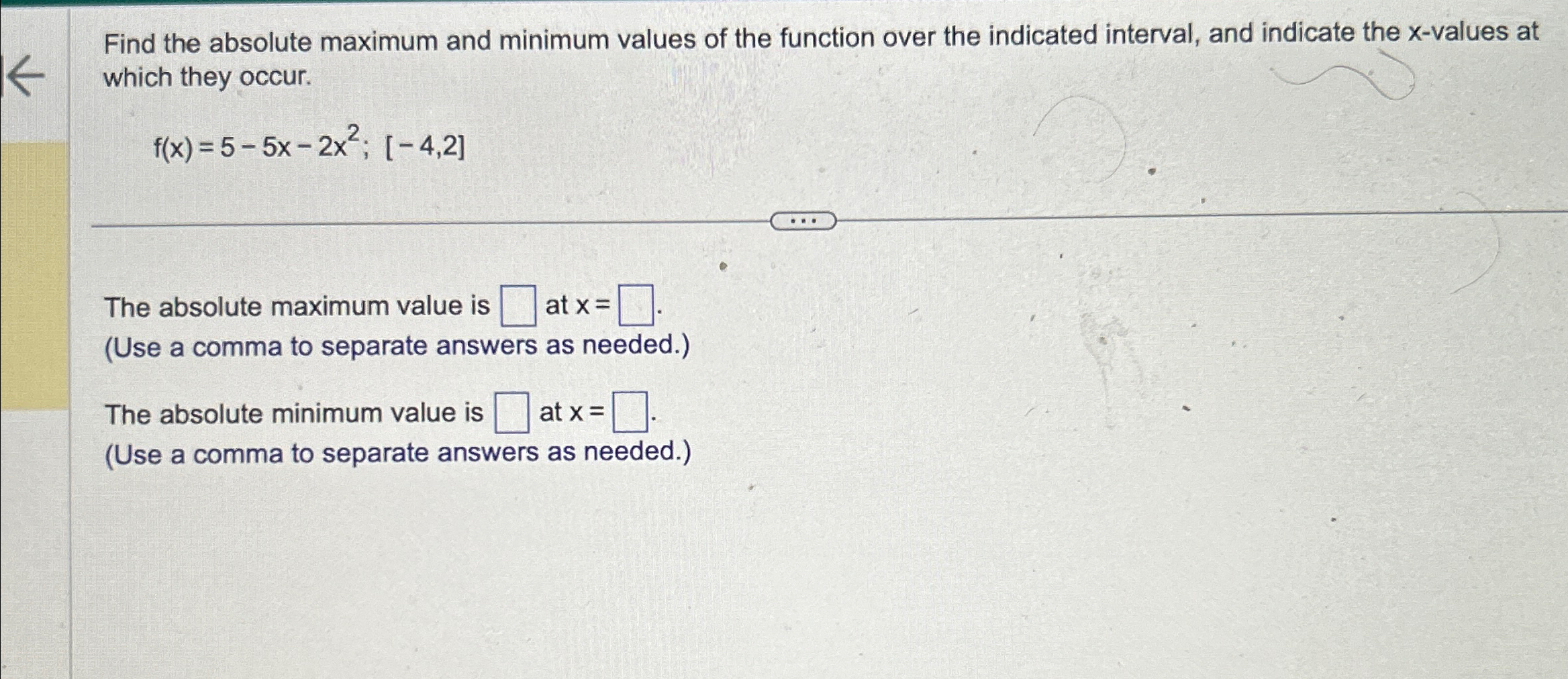 Solved Find the absolute maximum and minimum values of the | Chegg.com