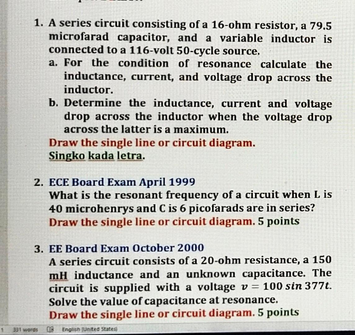 Solved 1. A series circuit consisting of a 16-ohm resistor, | Chegg.com