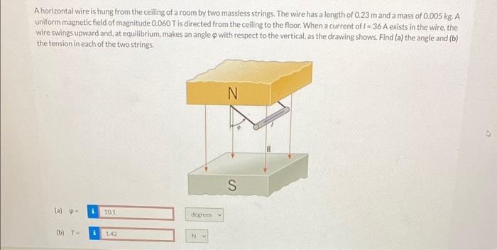 Solved A horizontal wire is hung from the ceiling of a room | Chegg.com