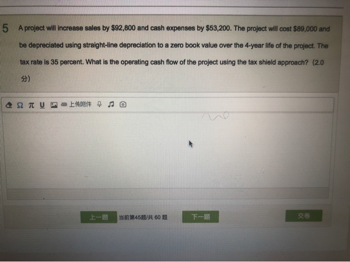 Solved 5 A project will increase sales by $92,800 and cash | Chegg.com