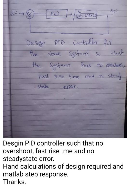 Solved PİD = +595725 that Design PiD controller for the | Chegg.com