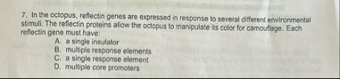 Solved In the octopus, reflectin genes are expressed in | Chegg.com