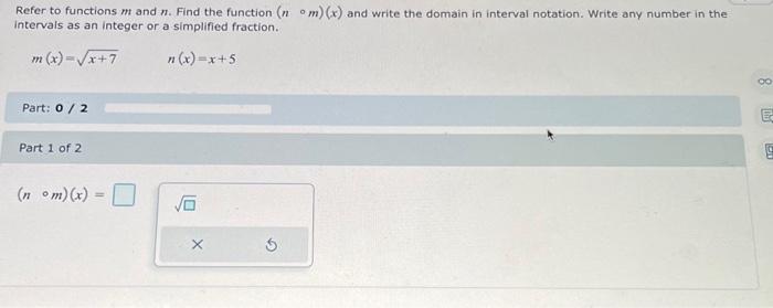 Solved Refer to functions m and n. Find the function | Chegg.com