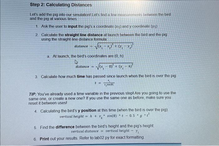 Solved Step 2: Calculating Distances Let's add the pig into | Chegg.com