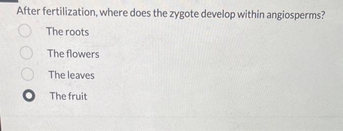 Solved After fertilization, where does the zygote develop | Chegg.com