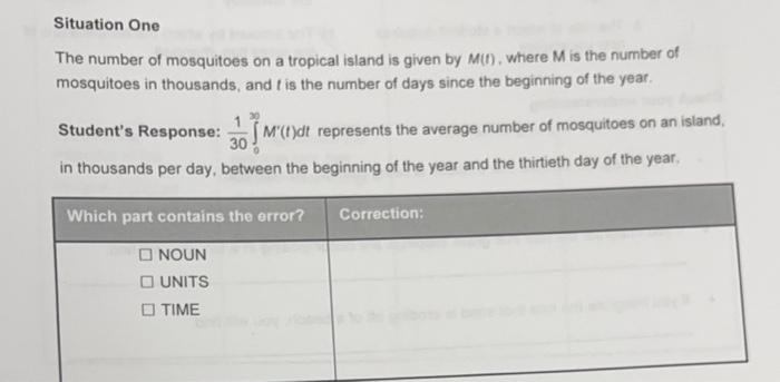 Solved Situation One The number of mosquitoes on a tropical | Chegg.com