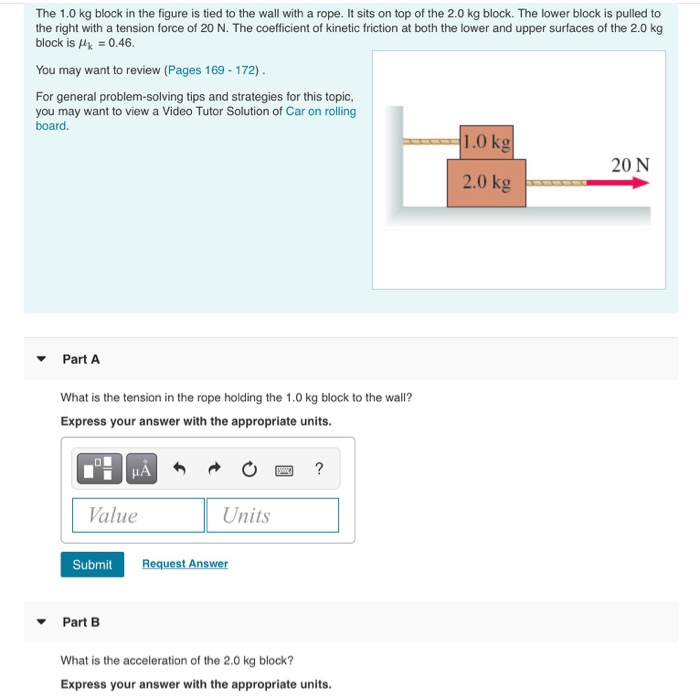 Solved The 1.0 kg block in the figure is tied to the wall | Chegg.com