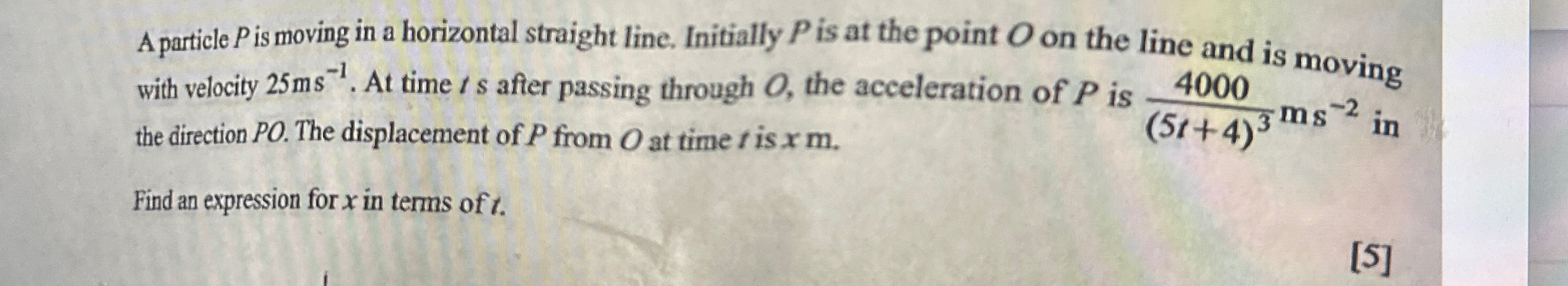Solved A particle P ﻿is moving in a horizontal straight | Chegg.com