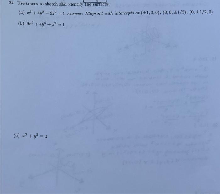 Solved 24. Use traces to sketch and identify the surfaces. | Chegg.com