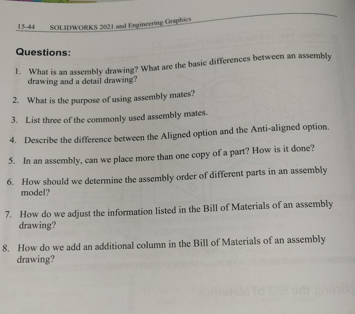 Solved 15-44 SOLIDWORKS 2021 and Engineering Graphics | Chegg.com