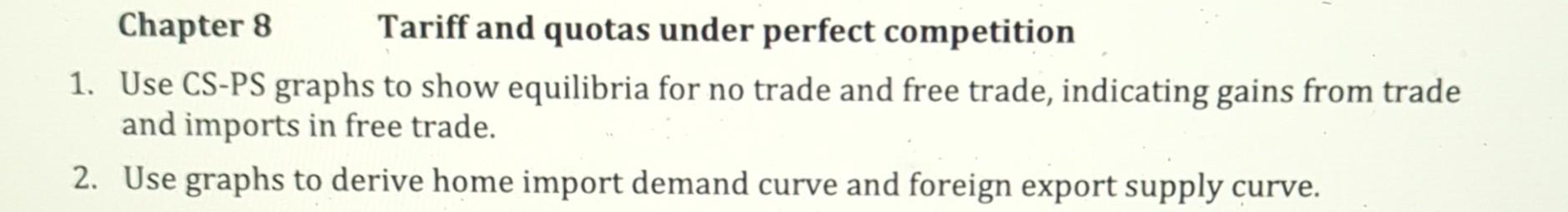 Solved Chapter 8 Tariff and quotas under perfect competition | Chegg.com