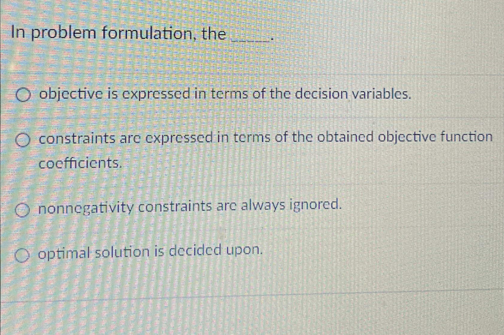 Solved In problem formulation, the q,objective is expressed | Chegg.com