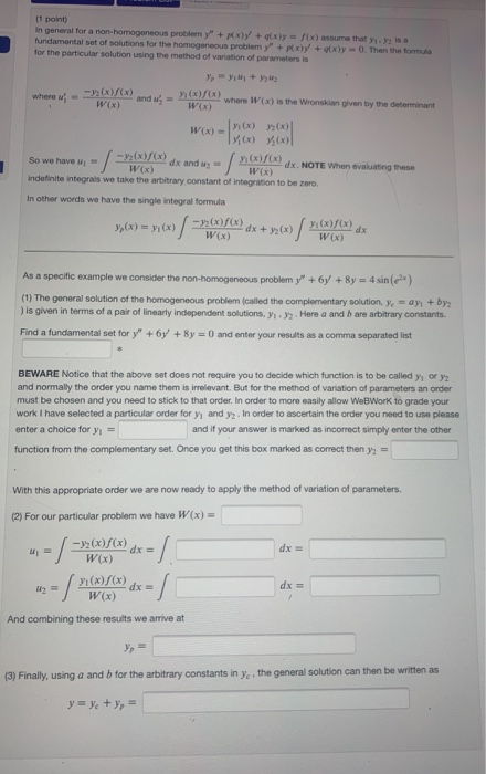 Solved (1 point) In general for a non-homogeneous problemy" | Chegg.com