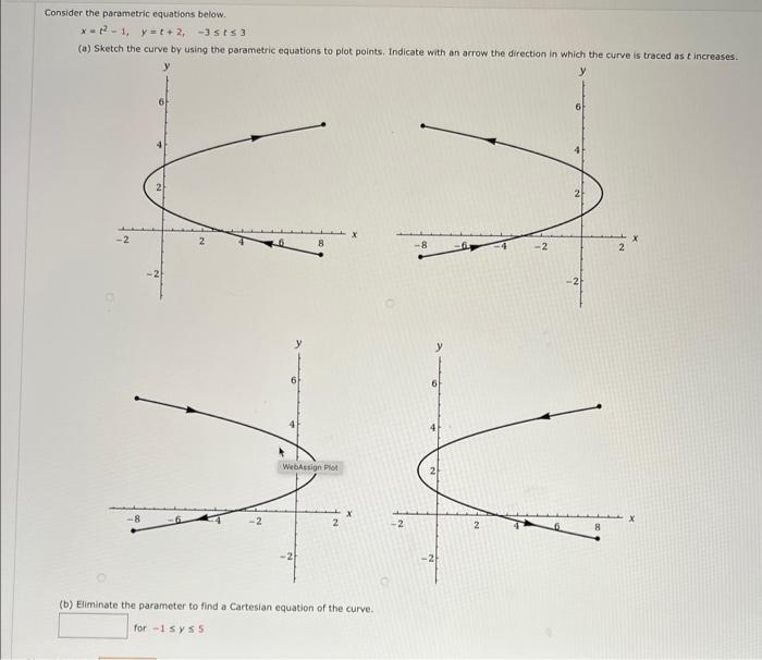 Solved Consider the parametric equations below. | Chegg.com