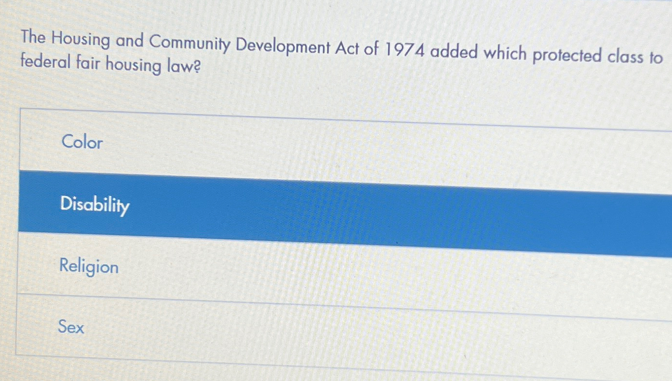 Solved The Housing and Community Development Act of 1974 | Chegg.com
