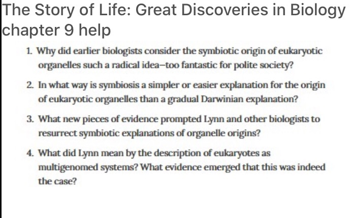 Solved The Story of Life: Great Discoveries in Biology | Chegg.com