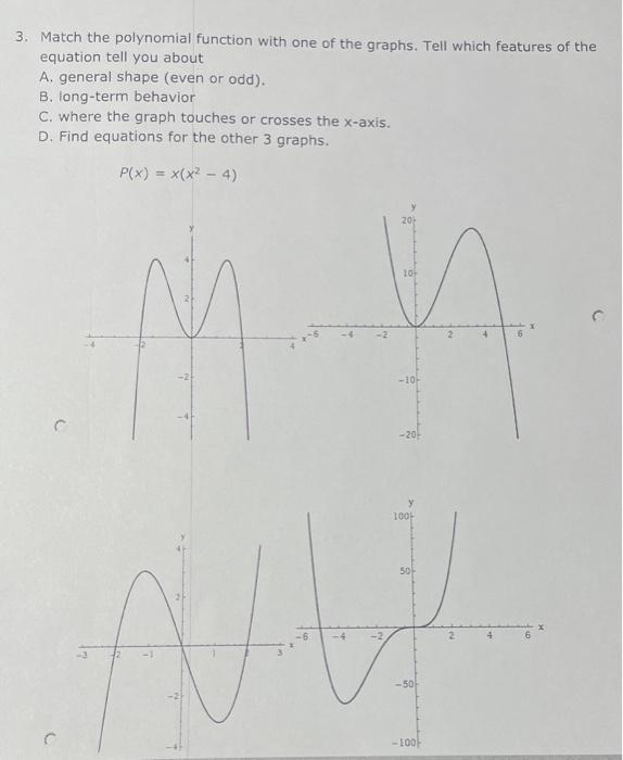 Solved 3. Match the polynomial function with one of the | Chegg.com