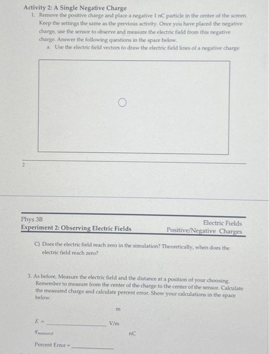 Solved Activity 2: A Single Negative Charge 1. Remove the | Chegg.com