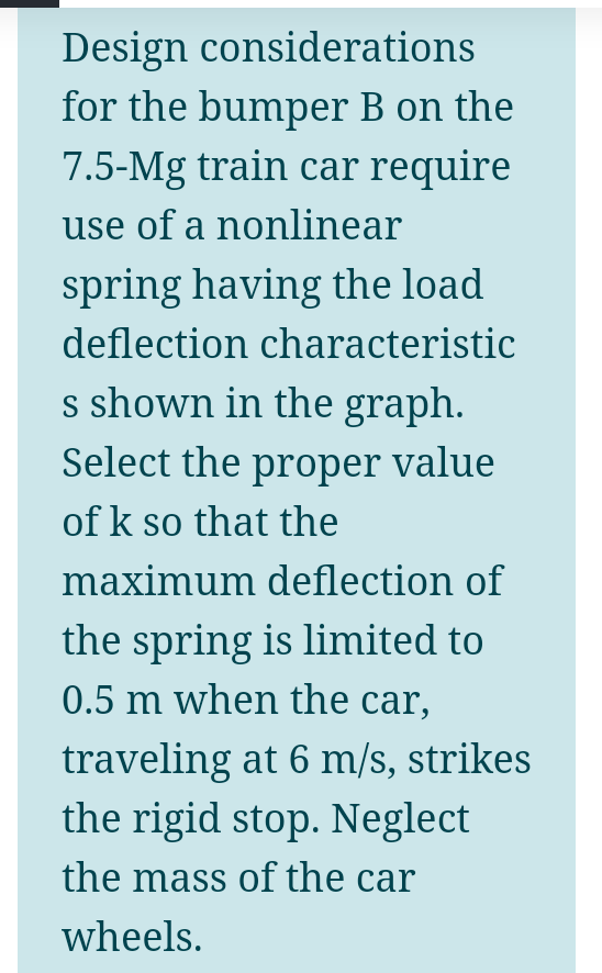 Solved Design considerations for the bumper B on the 7.5-Mg | Chegg.com