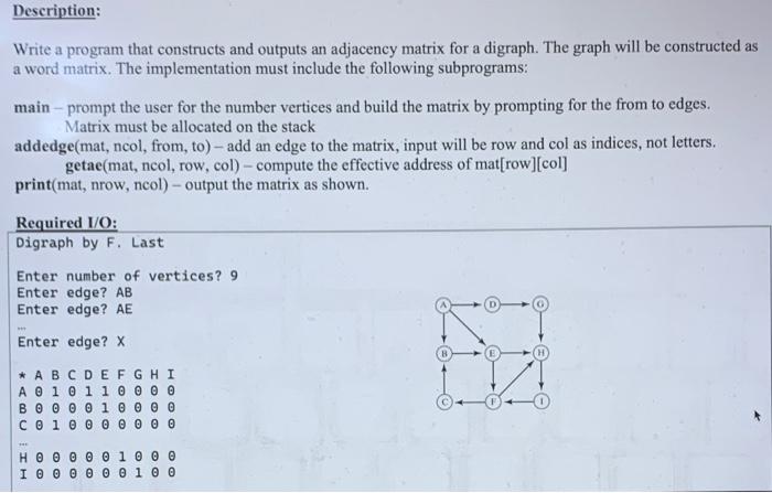 Solved Description: Write a program that constructs and | Chegg.com