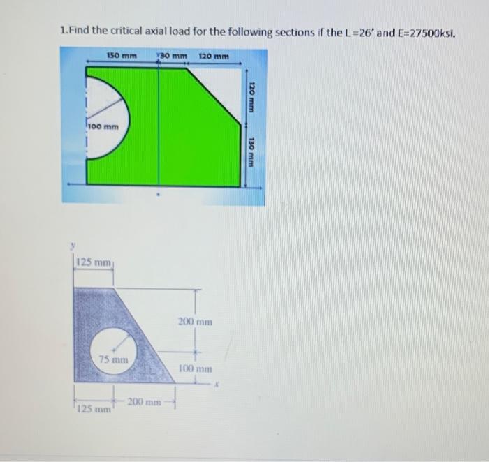 Solved 1. Find the critical axial load for the following | Chegg.com