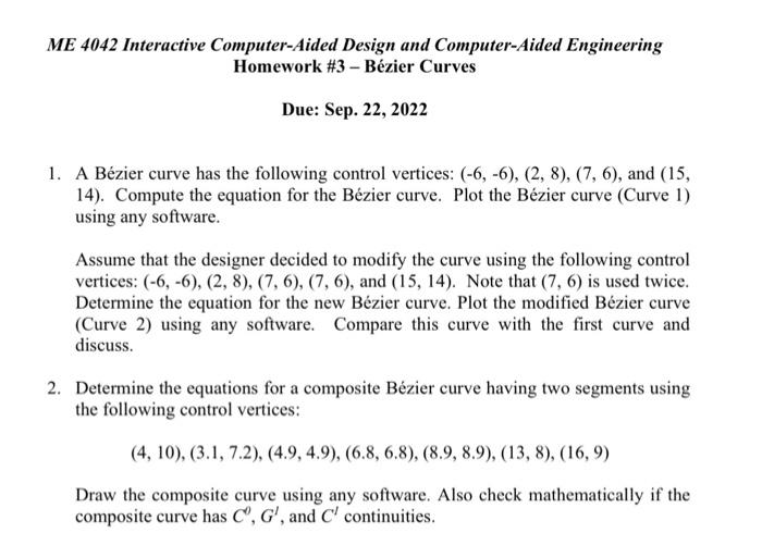 ME 4042 Interactive Computer-Aided Design and | Chegg.com
