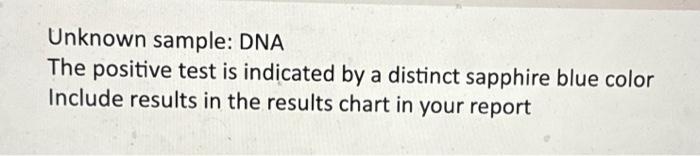 Solved Unknown sample: DNA The positive test is indicated by | Chegg.com