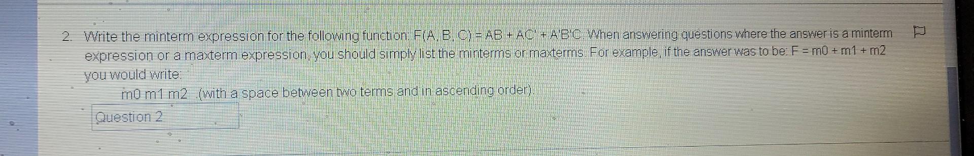 Solved 2. Write the mintem expression for the following | Chegg.com