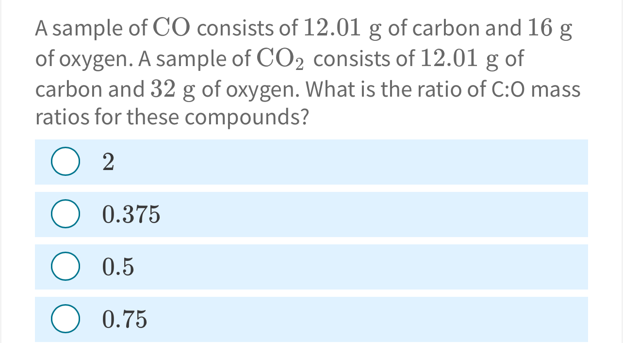 Solved A sample of CO consists of 12.01 ﻿g of carbon and 16 | Chegg.com