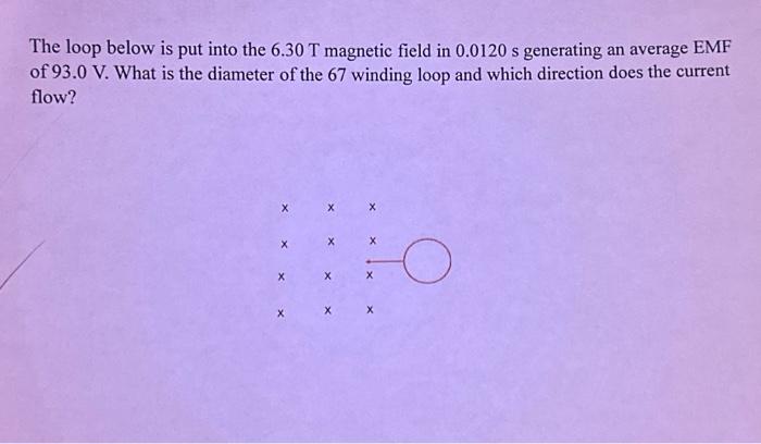 Solved The loop below is put into the 6.30 T magnetic field | Chegg.com