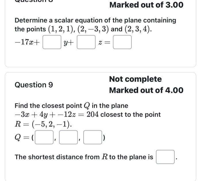Solved Determine a scalar equation of the plane containing | Chegg.com