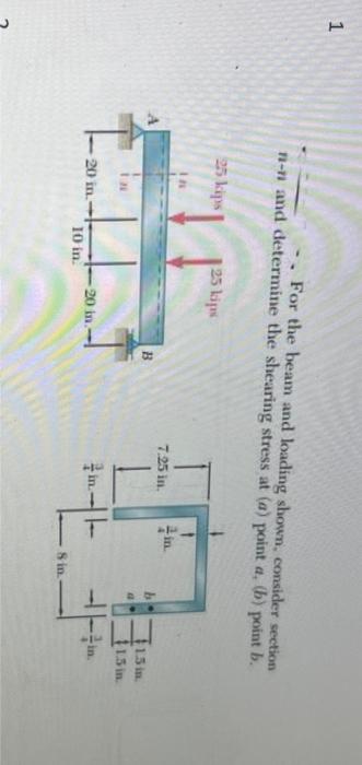 Solved - . For the beam and loading shown, consider section | Chegg.com