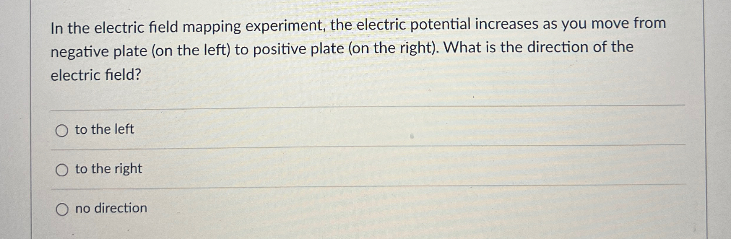 Solved In the electric field mapping experiment, the | Chegg.com