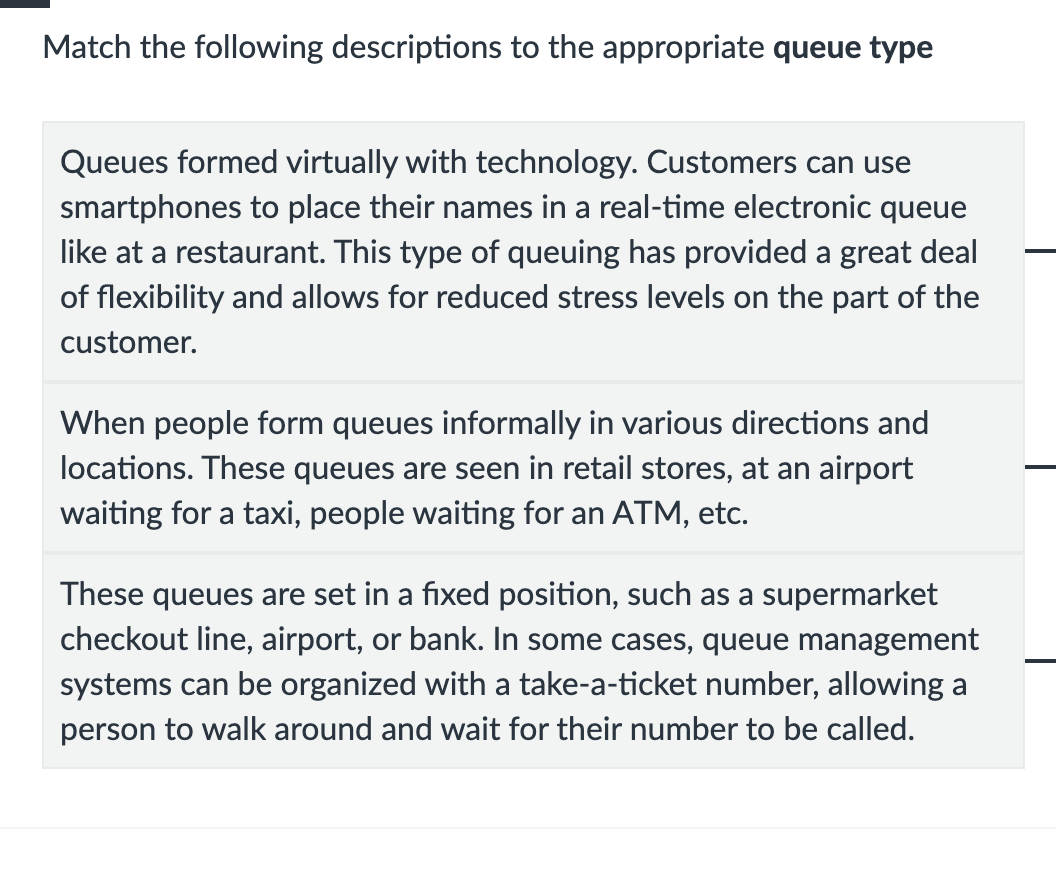 Solved Match the following descriptions to the appropriate | Chegg.com