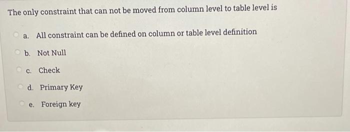 Solved The only constraint that can not be moved from column | Chegg.com