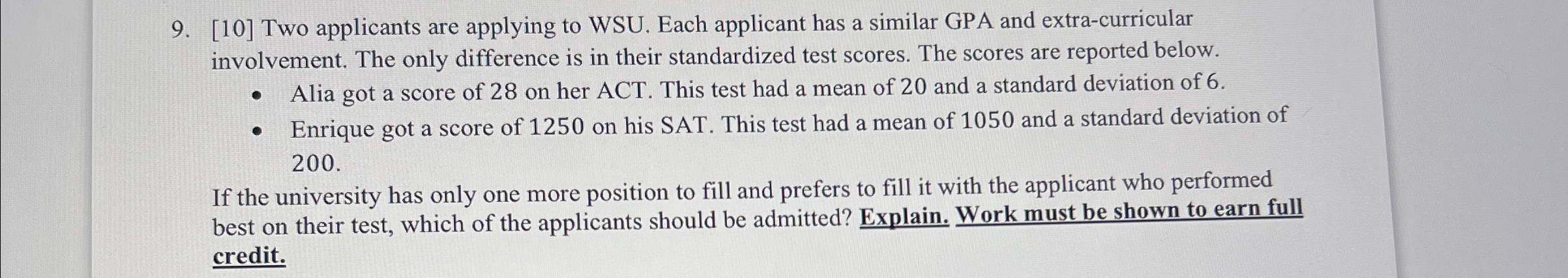 Solved [10] ﻿Two applicants are applying to WSU. Each | Chegg.com