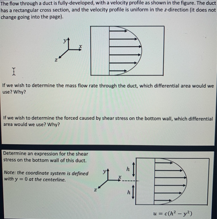 Solved The flow through a duct is fully-developed, with a | Chegg.com