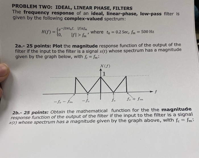 Solved PROBLEM TWO: IDEAL, LINEAR PHASE, FILTERS The | Chegg.com